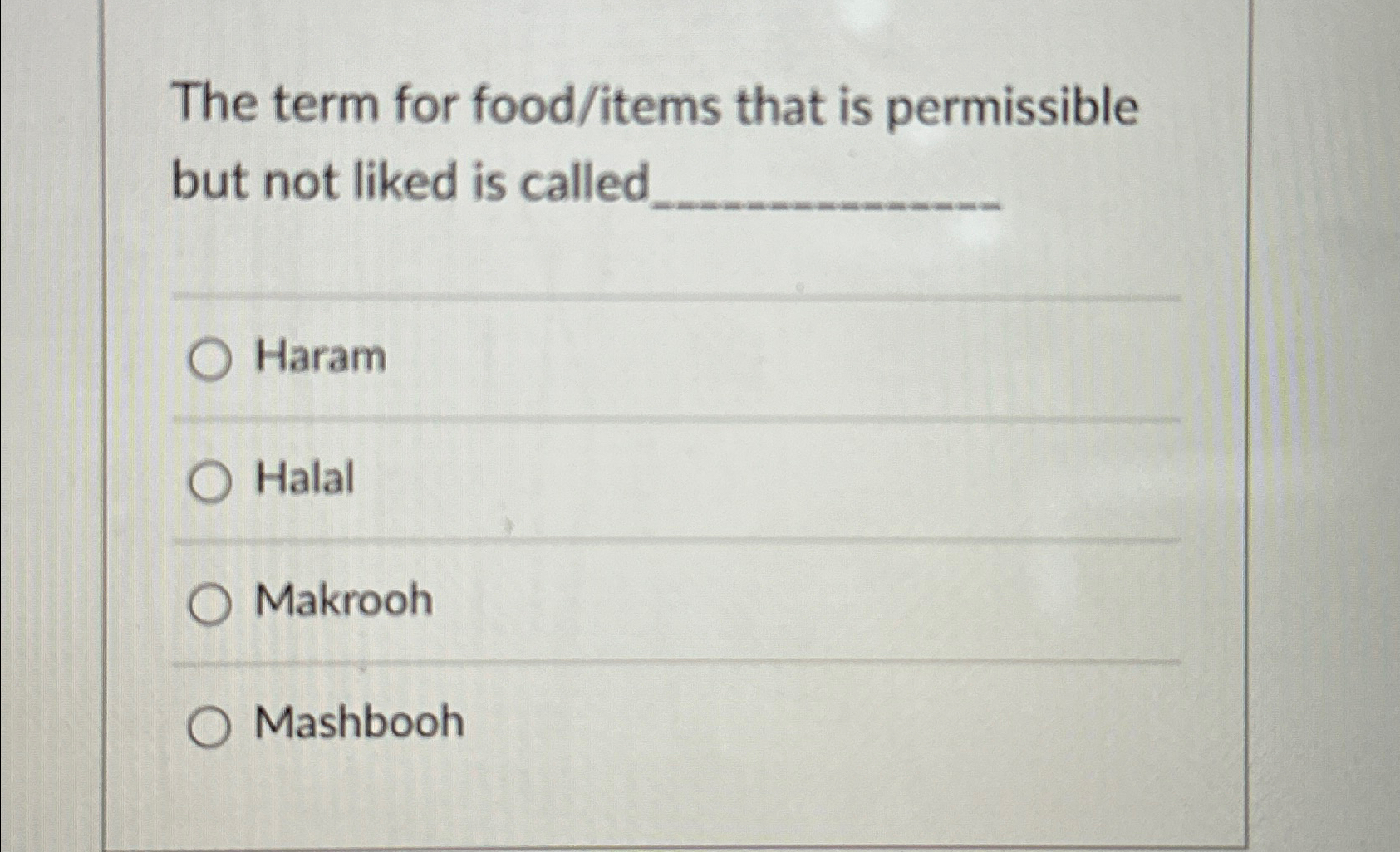 Solved The term for food/items that is permissible but not | Chegg.com