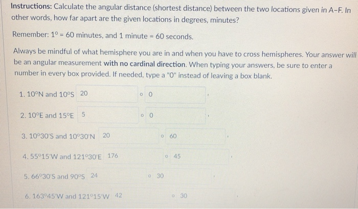 Solved Instructions: Calculate the angular distance | Chegg.com