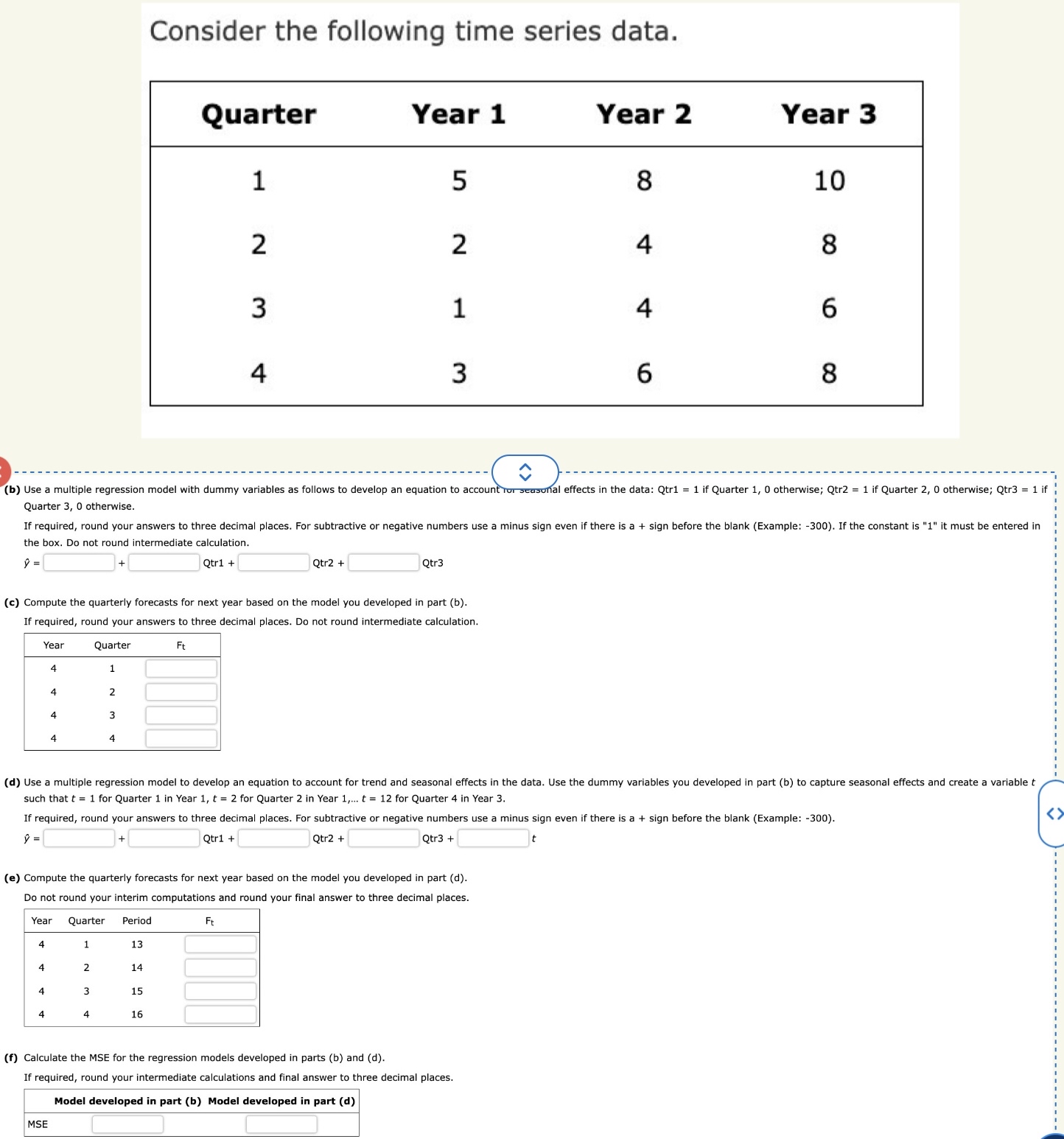 Solved Consider the following time series data | Chegg.com