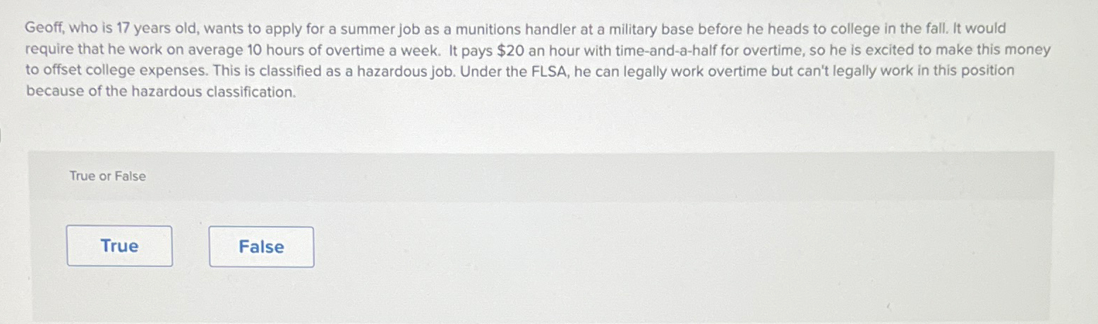 Solved Geoff, who is 17 ﻿years old, wants to apply for a | Chegg.com