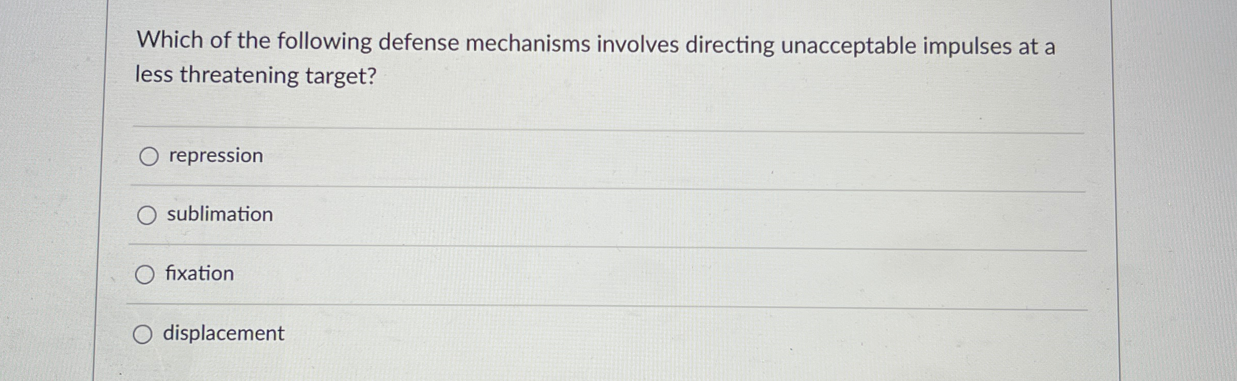 Solved Which of the following defense mechanisms involves | Chegg.com