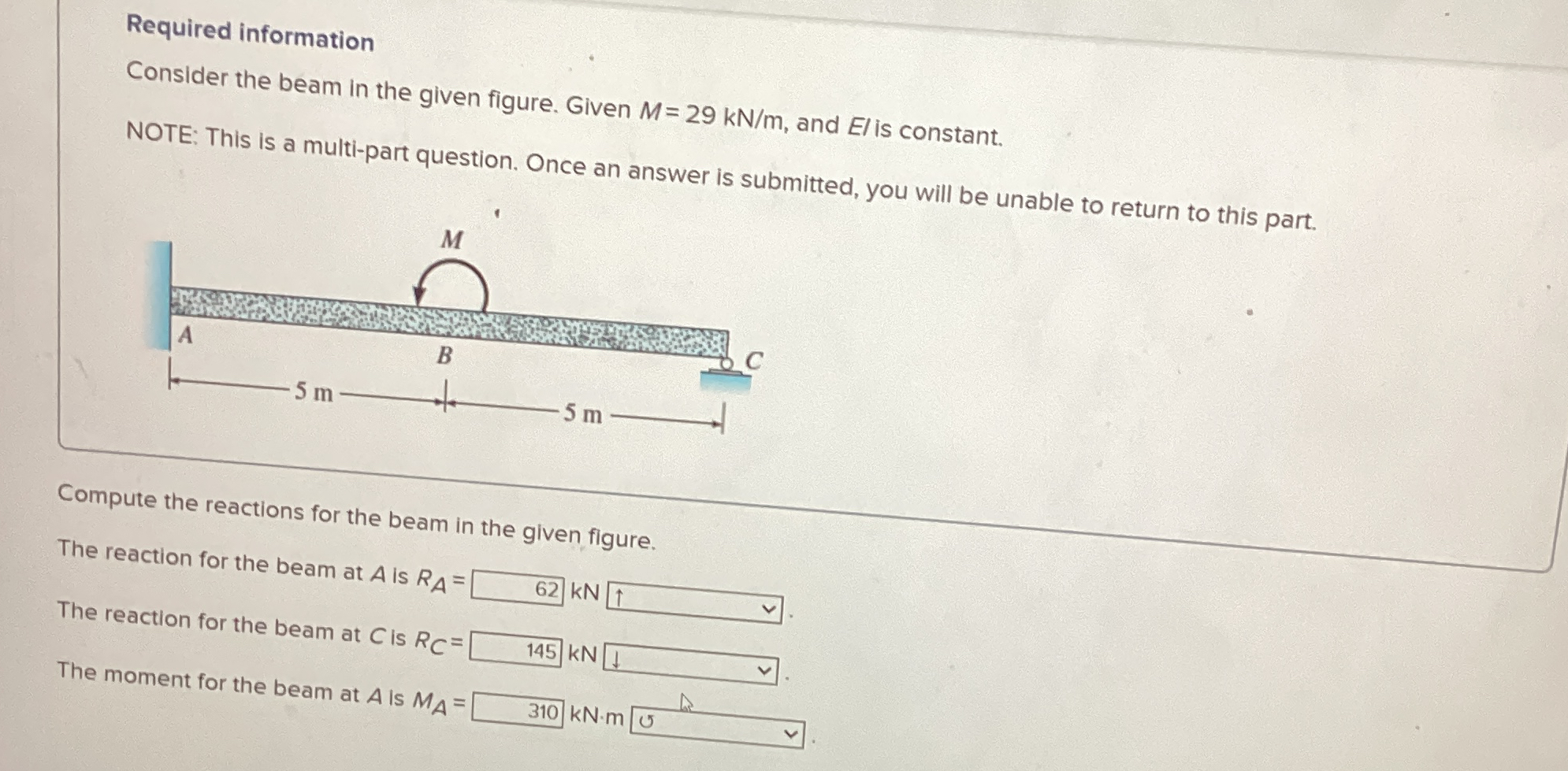 Solved Required informationConsider the beam in the given | Chegg.com