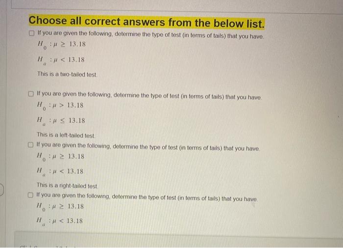 Solved Choose all correct answers from the below list. If | Chegg.com