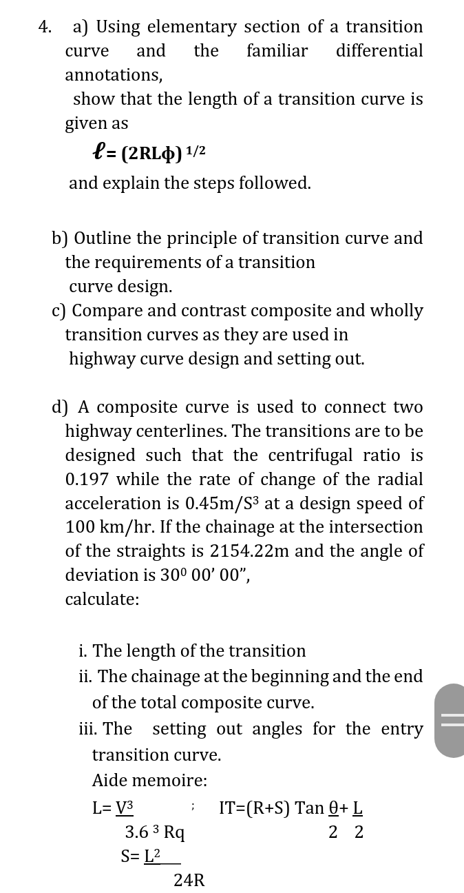 Solved curve 4. a) Using elementary section of a transition | Chegg.com