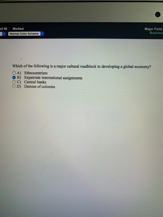 Solved of 60 Marked Normal Color Scheme Major Field Busines | Chegg.com