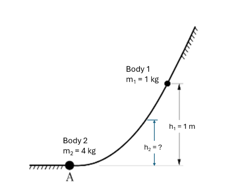 Solved A body (1) ﻿of mass m1=1kg ﻿is released from rest | Chegg.com