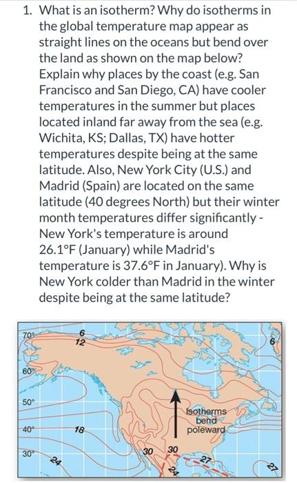 Solved What is an isotherm? Why do isotherms in the global | Chegg.com