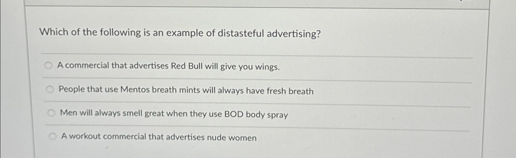 Solved Which of the following is an example of distasteful | Chegg.com