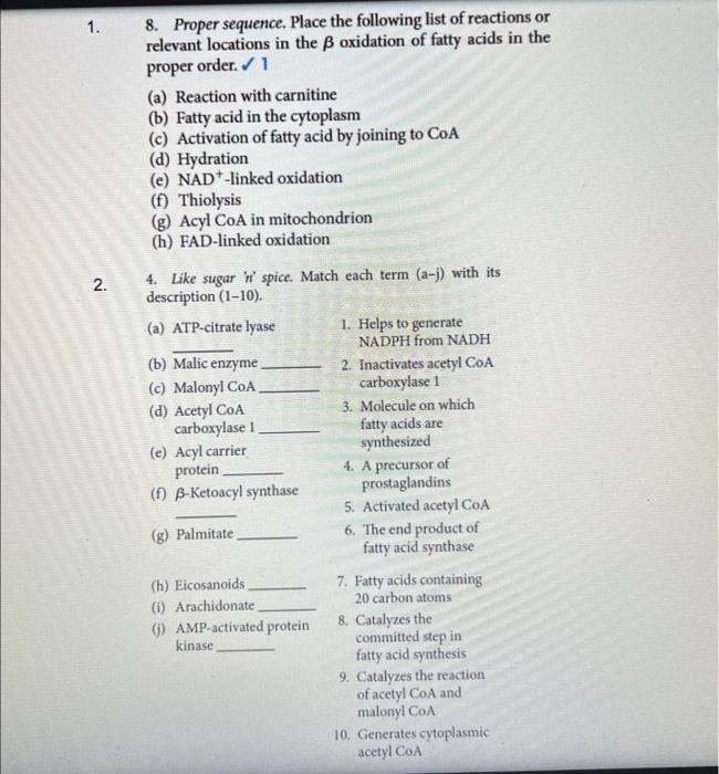 Solved 1. 8. Proper sequence. Place the following list of | Chegg.com