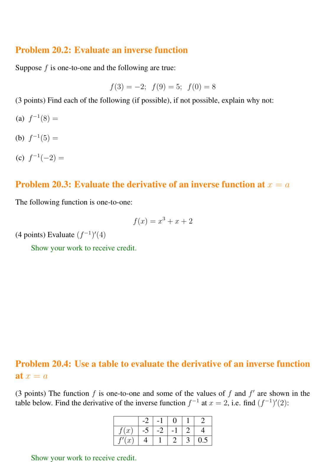 Solved Problem 20.2: Evaluate an inverse functionSuppose f | Chegg.com