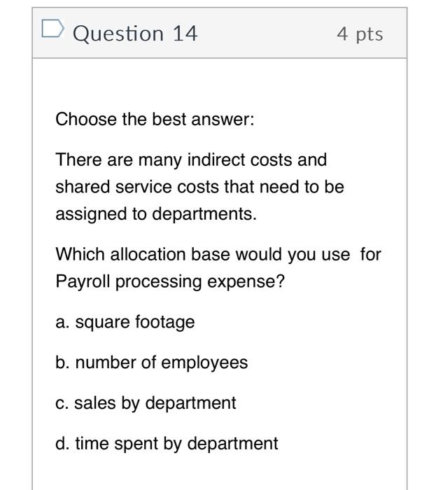 Solved Question 10 5 pts Choose the best answer: A quantity | Chegg.com