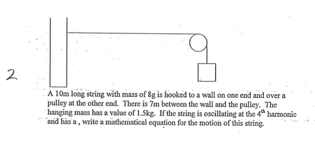 Solved A 10 ﻿m long string with mass of 8 ﻿g is hooked to a | Chegg.com