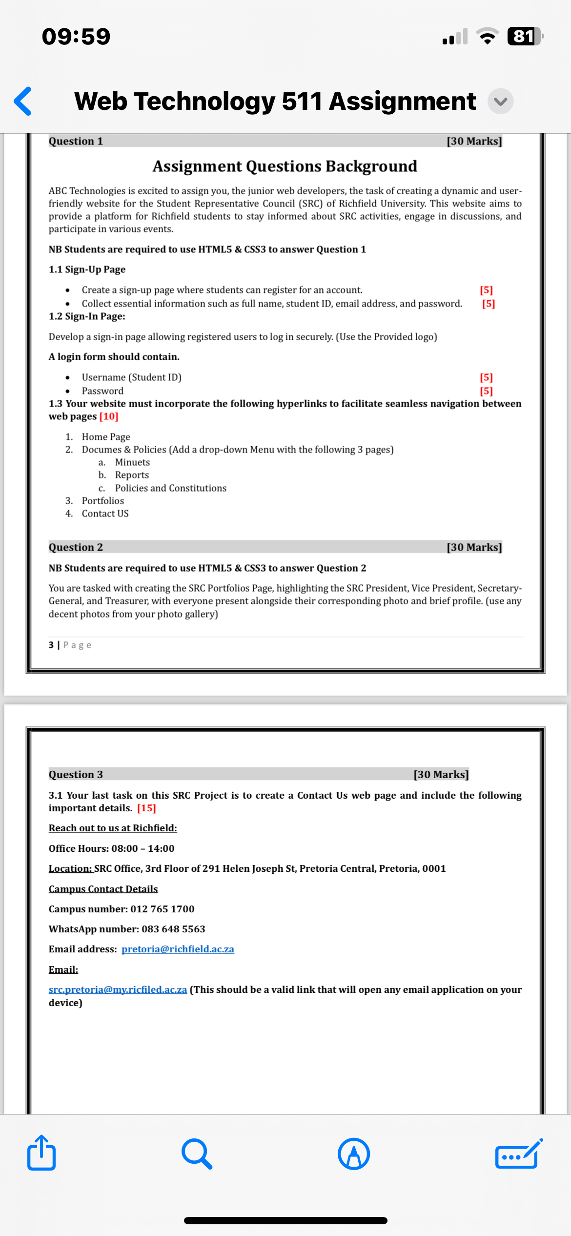Solved 09 5981web Technology 511 ﻿assignmentquestion 1[30