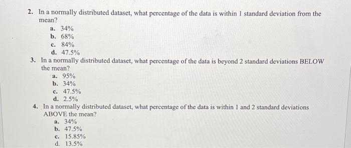 Solved 99.7% of the data are within2. In a normally | Chegg.com