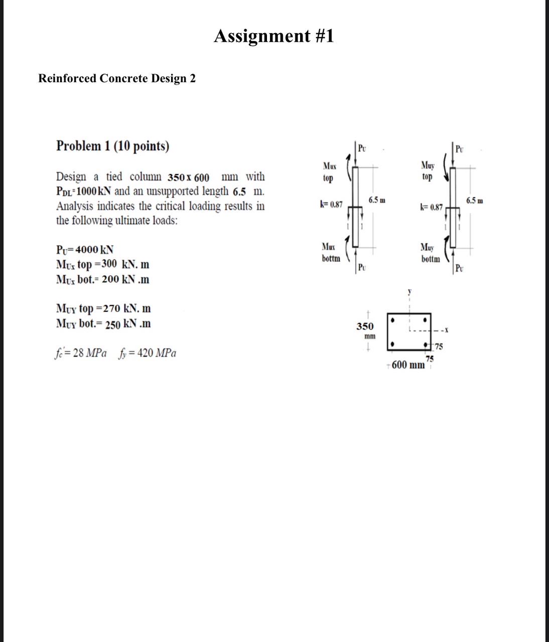 Solved Assignment #1Reinforced Concrete Design 2Problem | Chegg.com