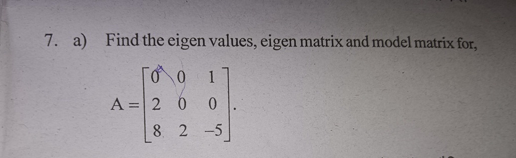Solved a) ﻿Find the eigen values, eigen matrix and model | Chegg.com