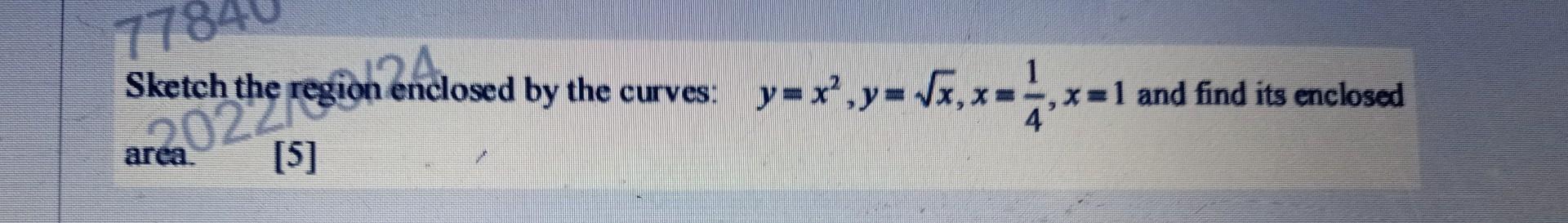 Solved Sketch the region enclosed by the curves: | Chegg.com