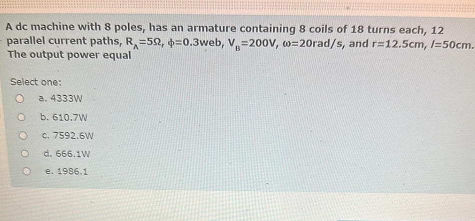 Solved A dc machine with 8 ﻿poles, has an armature | Chegg.com