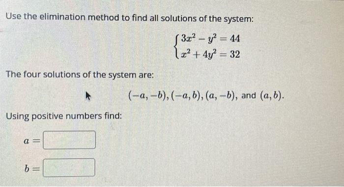 Solved Use the elimination method to find all solutions of | Chegg.com