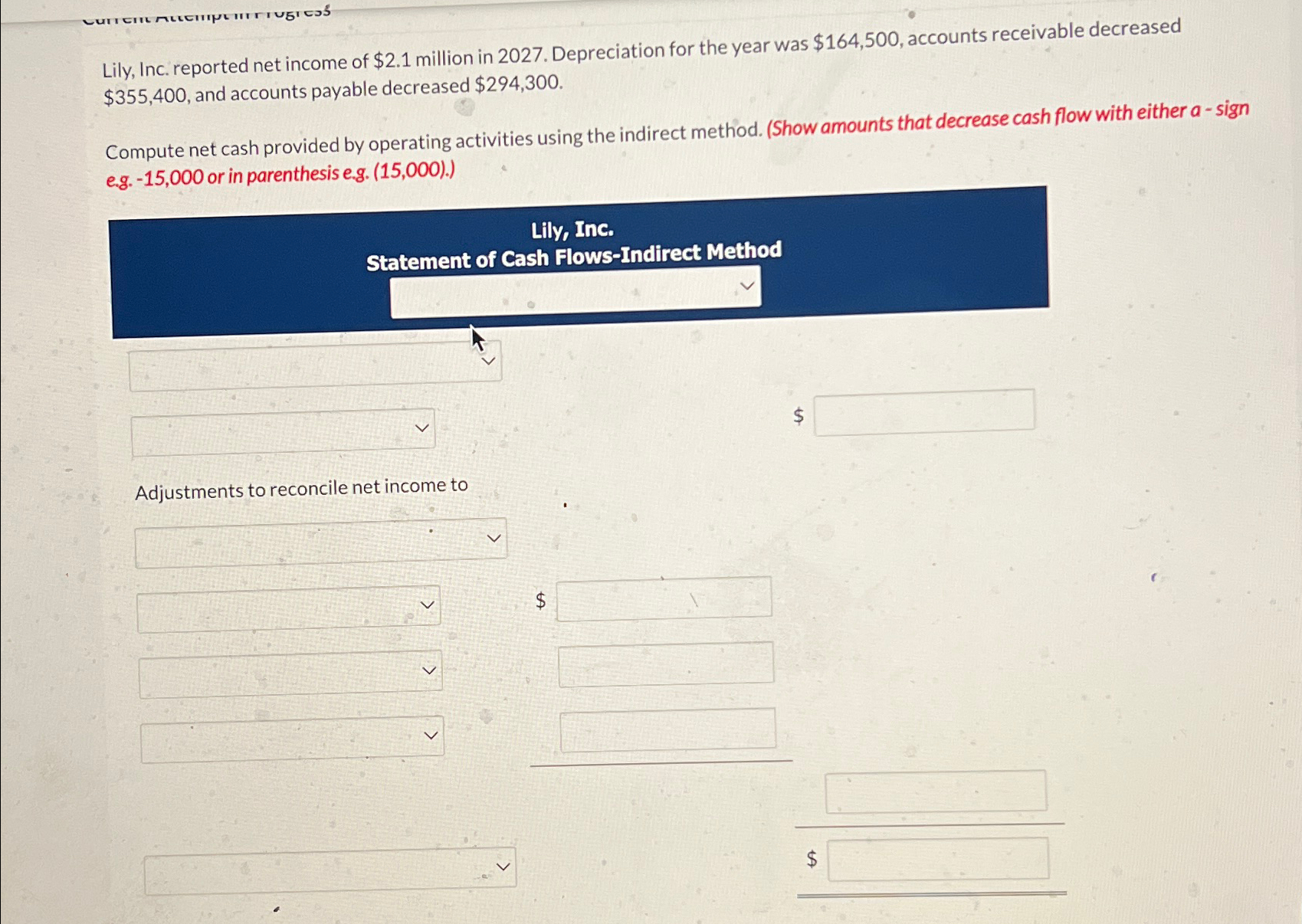 Solved Lily, Inc. reported net income of $2.1 ﻿million in | Chegg.com