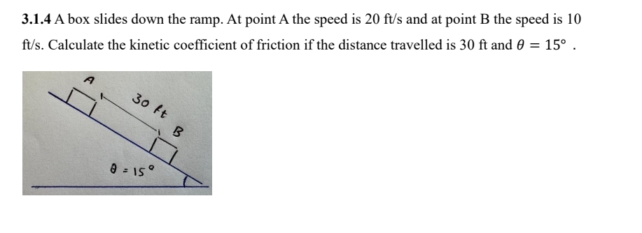 Solved 3.1.4 ﻿A box slides down the ramp. At point A the | Chegg.com