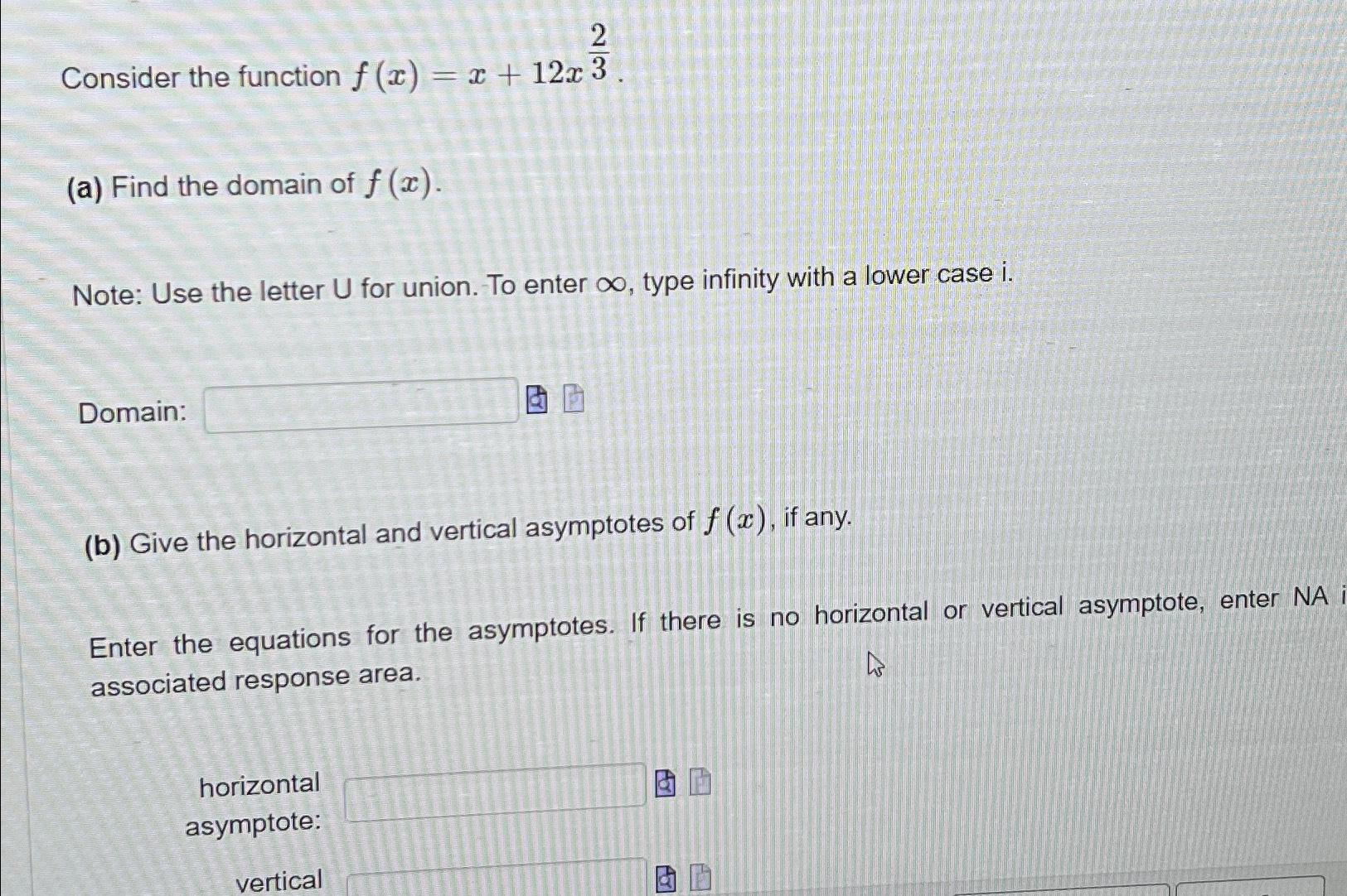 Solved Consider the function f(x)=x+12x23.(a) ﻿Find the | Chegg.com
