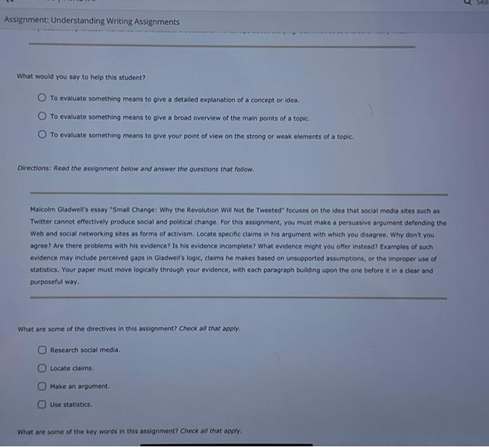 Assignment: Understanding Writing Assignments What | Chegg.com