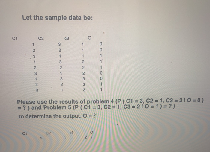 Let the sample data be: C1 c3 3 2 C2 1 2 3 1 2 3 - - | Chegg.com