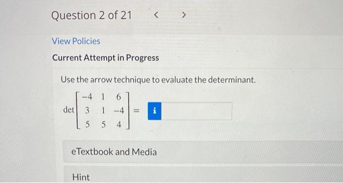Solved Use the arrow technique to evaluate the determinant. | Chegg.com
