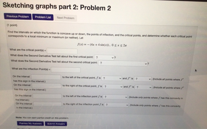 Solved Sketching graphs part 2: Problem 2 Previous Problem | Chegg.com