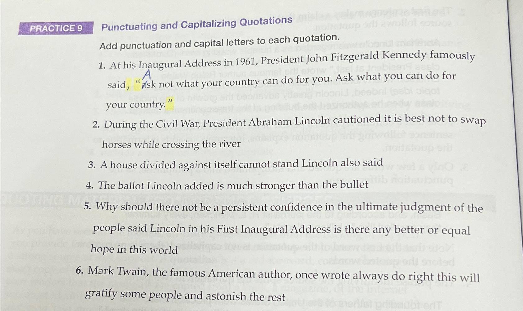Solved PRACTICE 9 ﻿Punctuating and Capitalizing | Chegg.com