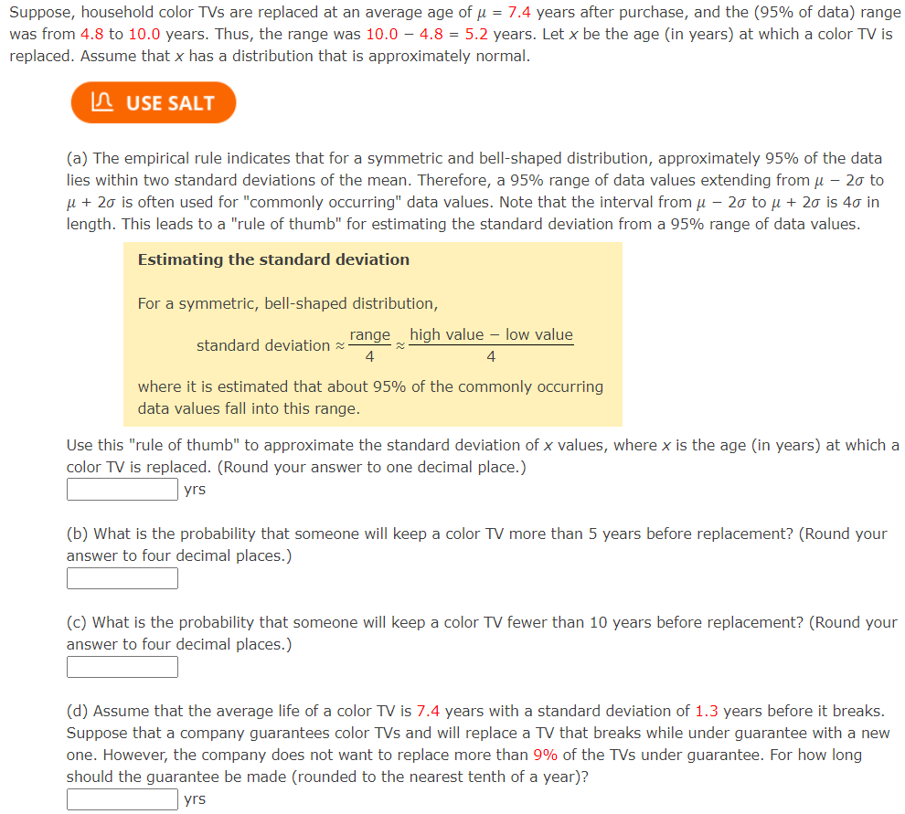 Solved Suppose, household color TVs are replaced at an | Chegg.com