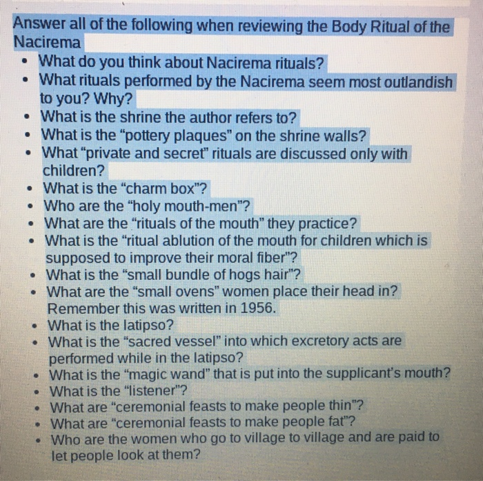 Answer all of the following when reviewing the Body | Chegg.com