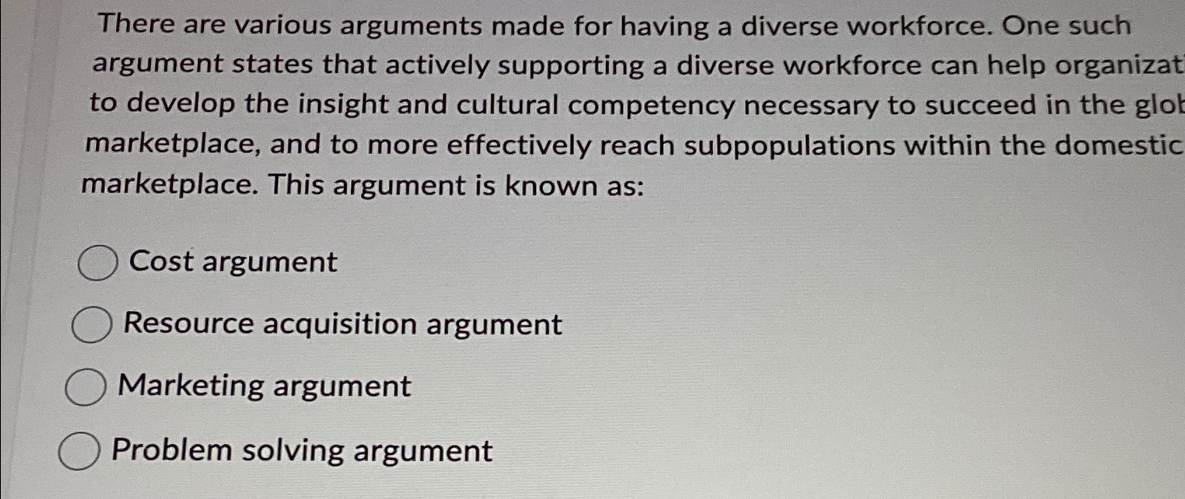 Solved There are various arguments made for having a diverse | Chegg.com