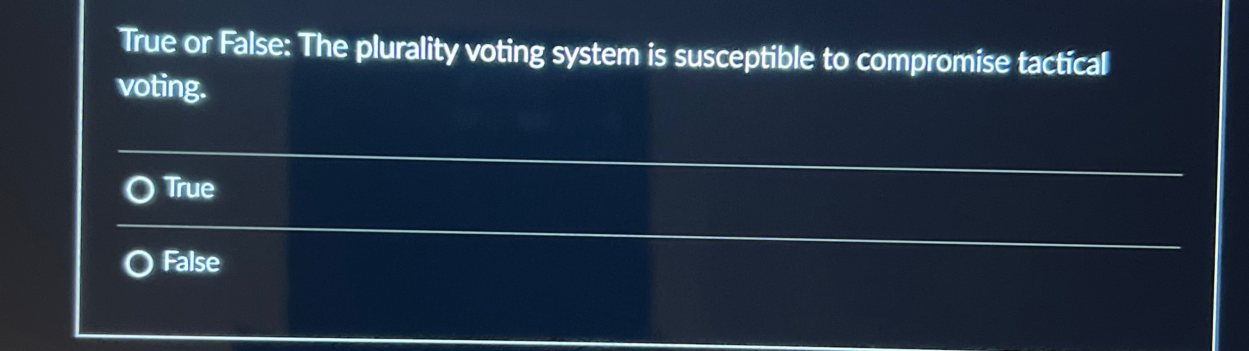 Solved True or False: The plurality voting system is | Chegg.com