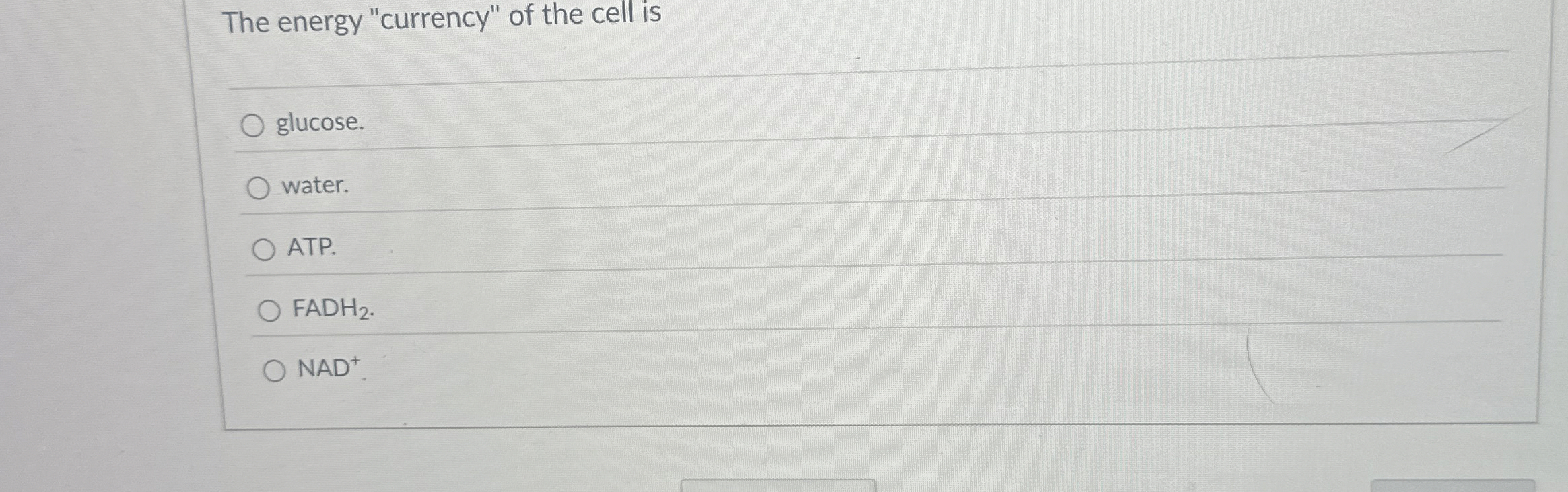 Solved The energy "currency" of the cell | Chegg.com