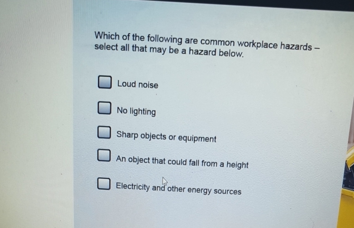 Solved Which of the following are common workplace hazards | Chegg.com