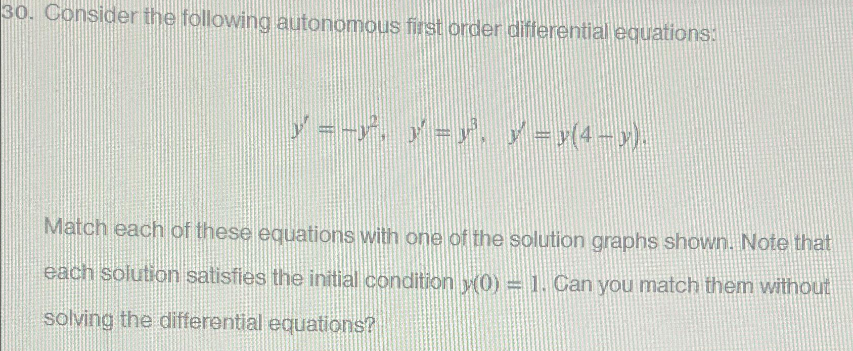 Consider the following autonomous first order | Chegg.com