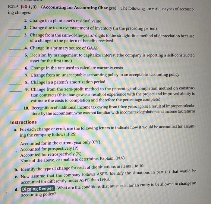 Solved E21.5 (LO 1,3) (Accounting for Accounting Changes) | Chegg.com
