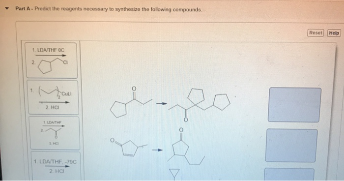 Solved Part A - Predict the reagents necessary to synthesize | Chegg.com
