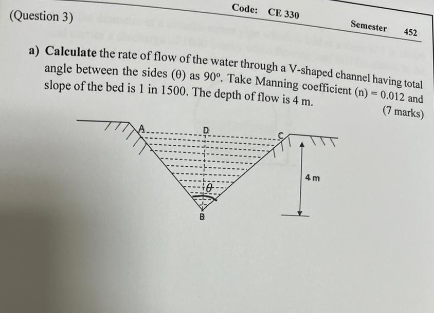 Solved (Question 3)Code: CE 330Semester452a) ﻿Calculate the | Chegg.com
