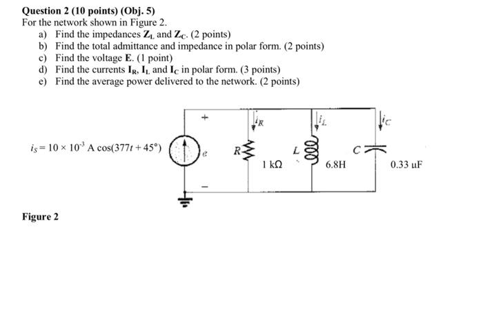 Solved Question 2 (10 points) (Obj. 5) For the network shown | Chegg.com