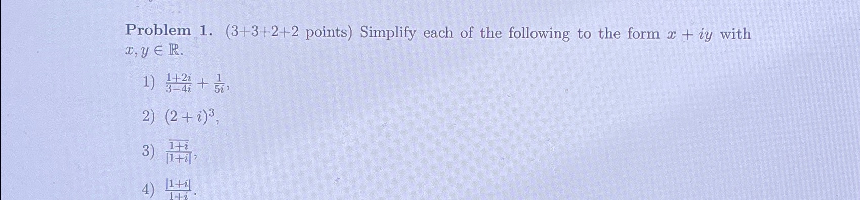 Solved Problem 1. ﻿ points) ﻿Simplify each of the following | Chegg.com