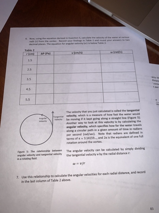 Name: Lab 10 - Cyclostrophic Flow: The Two-Liter | Chegg.com