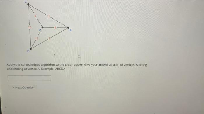 Solved 15 12 Apply the sorted edges algorithm to the graph | Chegg.com