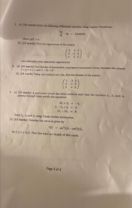 Solved ajj + 3a. (b) [3 marks) Find the point at which the | Chegg.com