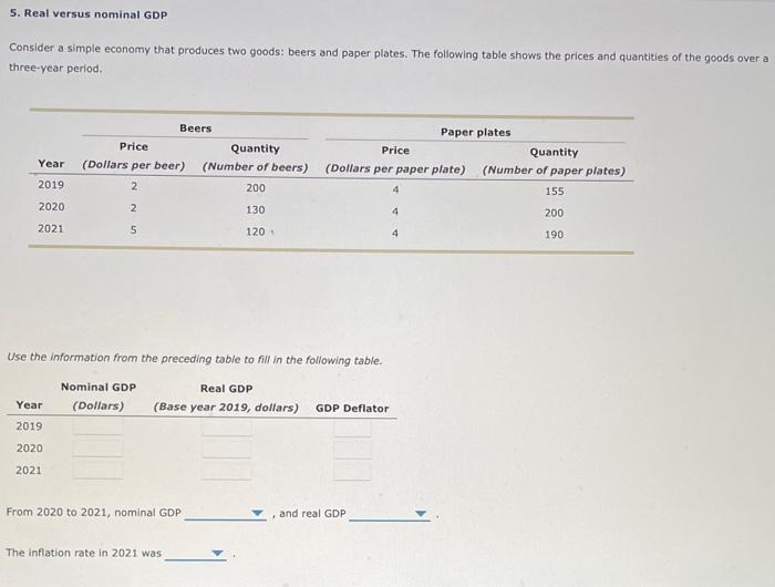 Solved 5. Real versus nominal GDP Consider a simple economy | Chegg.com