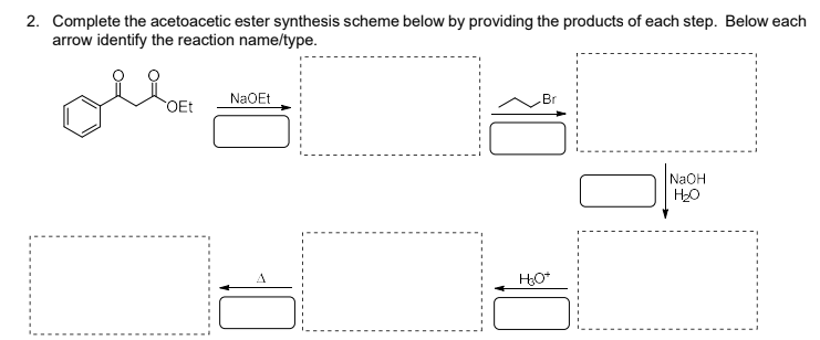 Solved 2. ﻿Complete the acetoacetic ester synthesis scheme | Chegg.com