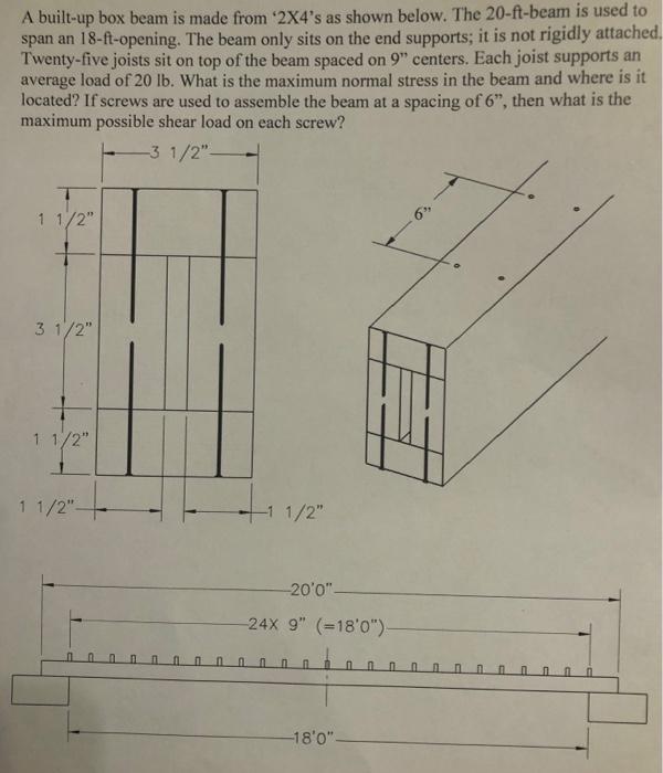 A built-up box beam is made from 2x4's as shown | Chegg.com