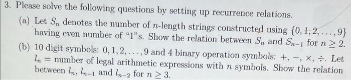 Solved 3. Please solve the following questions by setting up | Chegg.com